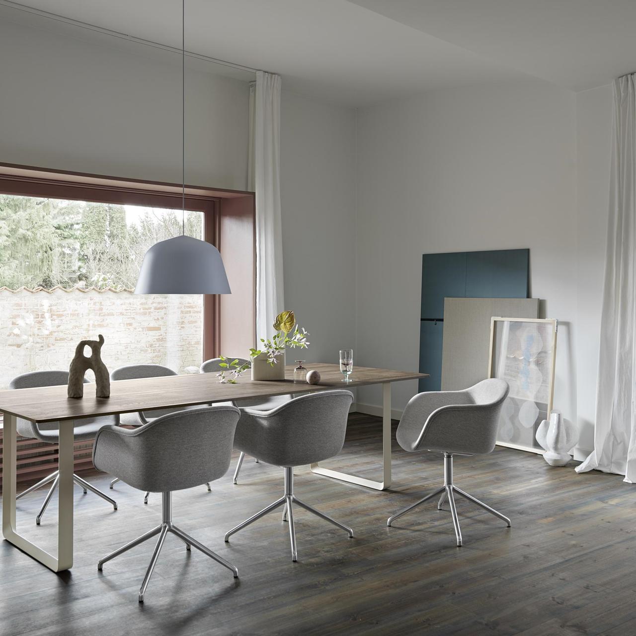 Muuto Fiber Dining Chair w. Armrests & Swivel Base Leather Upholstered ...