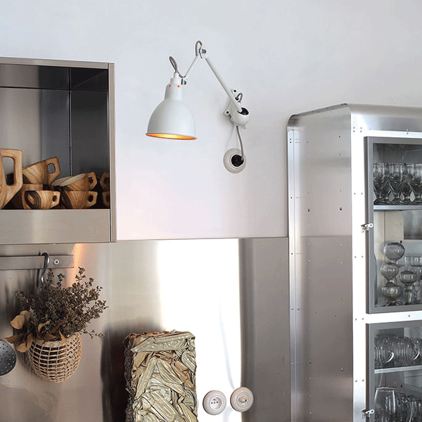 Lampe Gras N222 wall lamp mat black & opal glass | AndLight