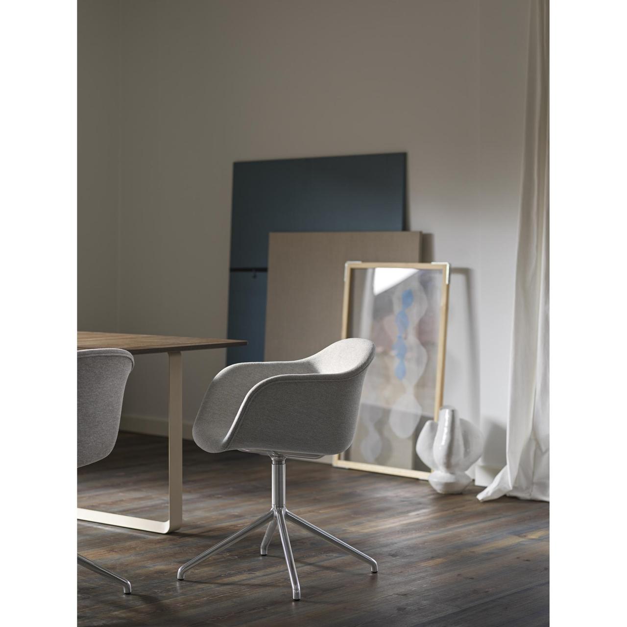 Muuto Fiber Dining Chair w. Armrests & Swivel Base Leather Upholstered ...