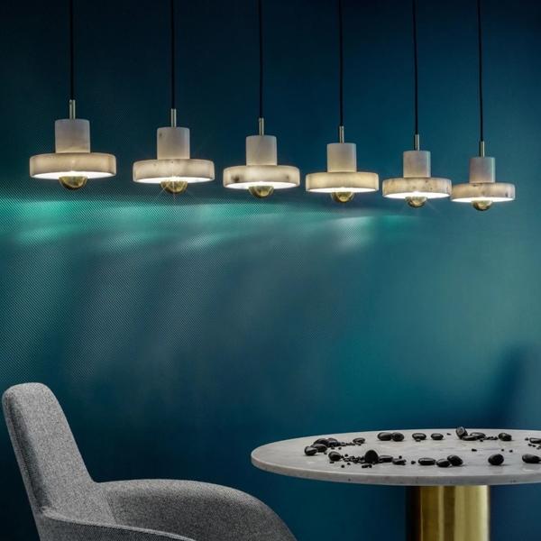 Tom Dixon Stone Pendant Brass & marble | AndLight